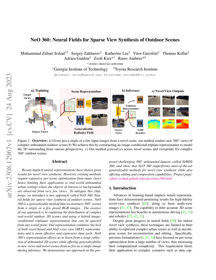 NeO 360: Neural Fields for Sparse View Synthesis of Outdoor Scenes | DeepAI