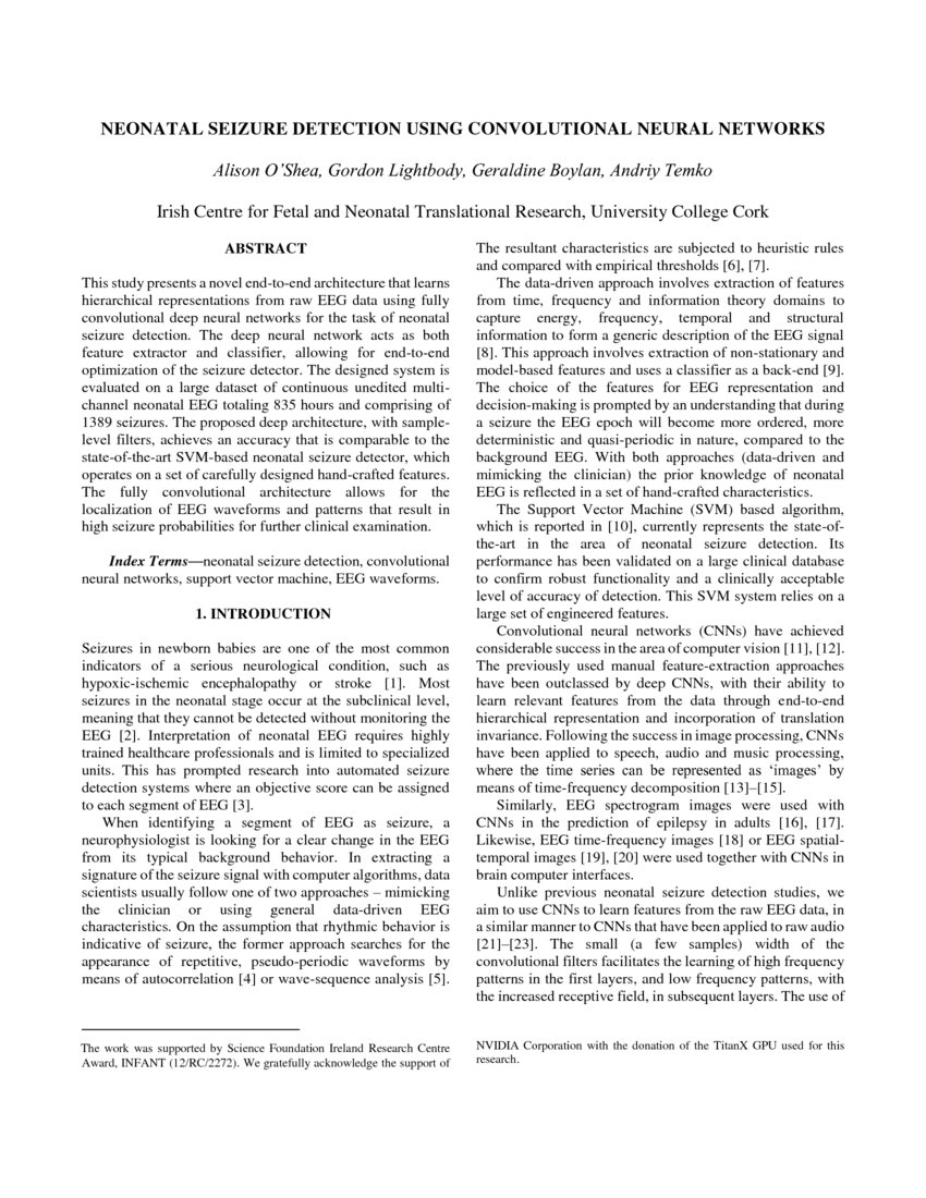 Neonatal Seizure Detection Using Convolutional Neural Networks Deepai