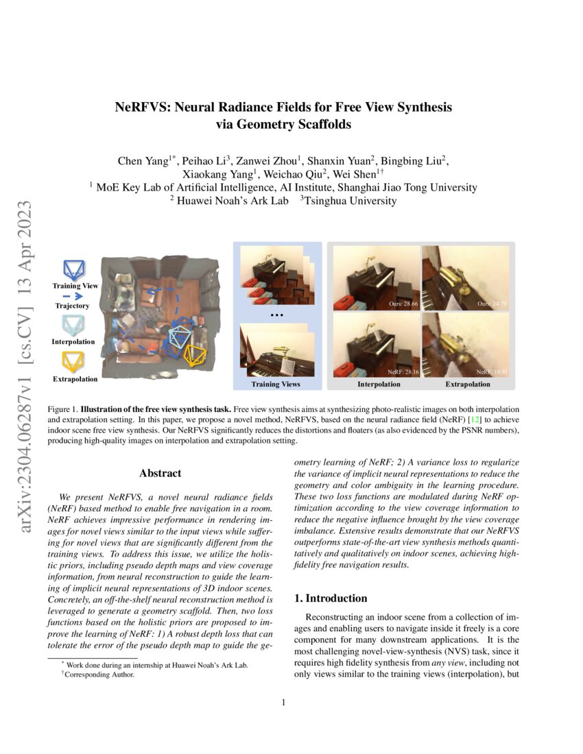 NeRFVS: Neural Radiance Fields for Free View Synthesis via Geometry Scaffolds | DeepAI