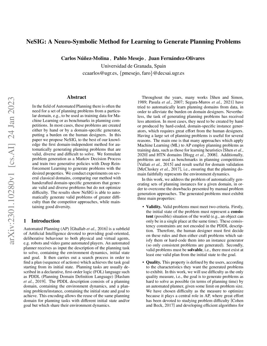NeSIG: A Neuro-Symbolic Method for Learning to Generate Planning Problems | DeepAI