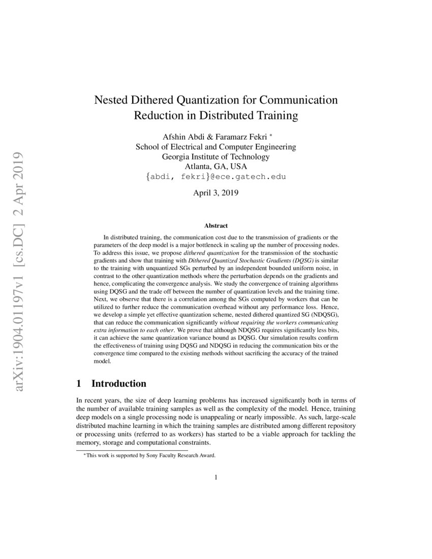 Nested Dithered Quantization for Communication Reduction in Distributed ...