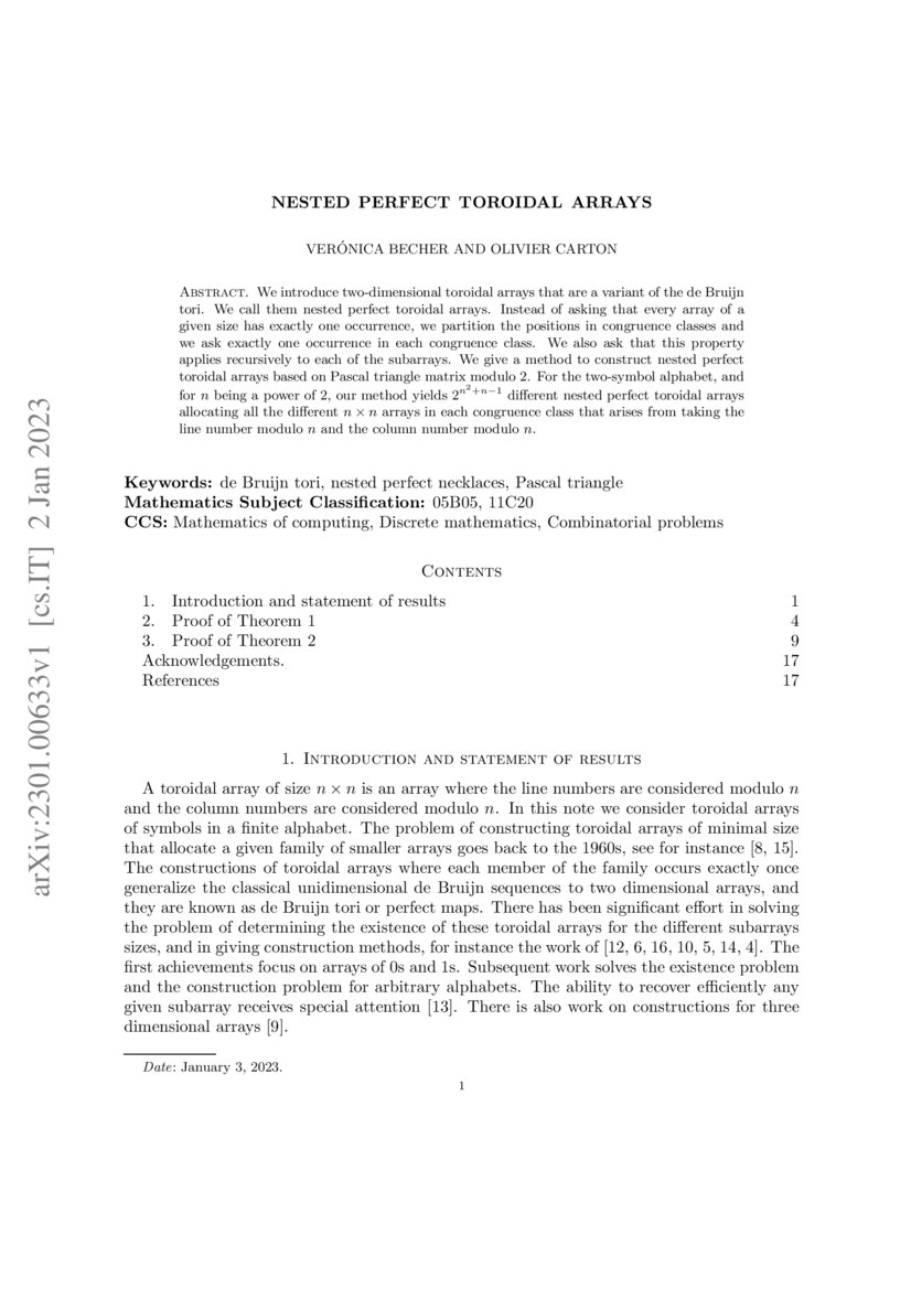 Nested perfect toroidal arrays | DeepAI Nested perfect toroidal arrays | DeepAI
