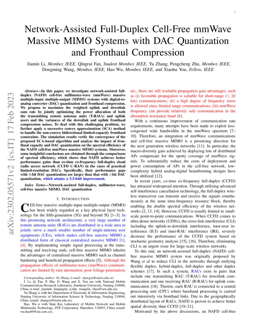 Network Assisted Full Duplex Cell Free Mmwave Massive Mimo Systems With 4230
