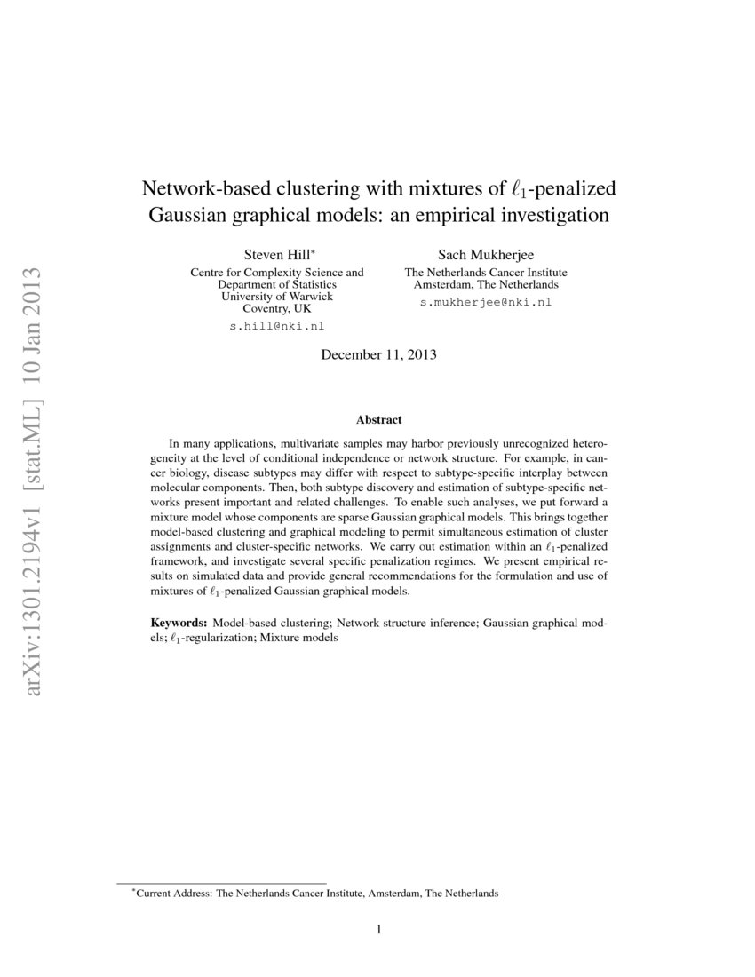 Network-based clustering with mixtures of L1-penalized Gaussian graphical models: an empirical ...