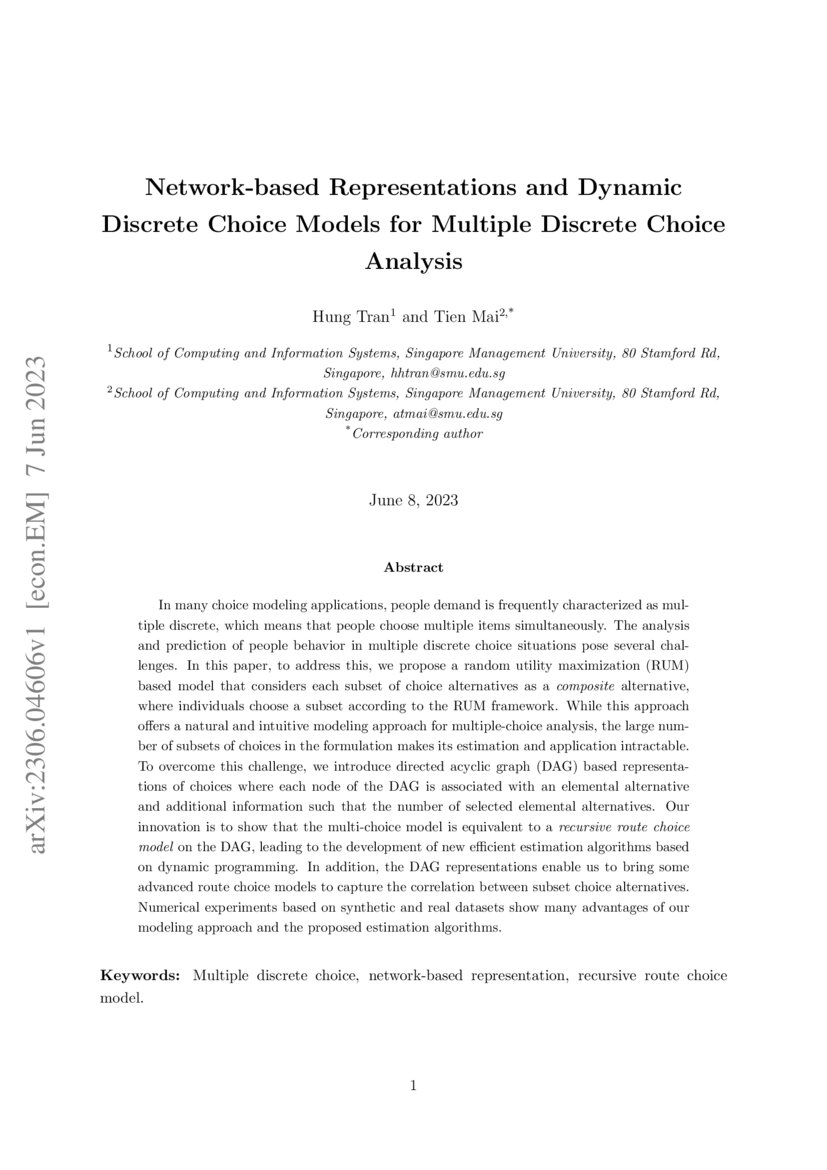 Network Based Representations And Dynamic Discrete Choice Models For Multiple Discrete Choice 
