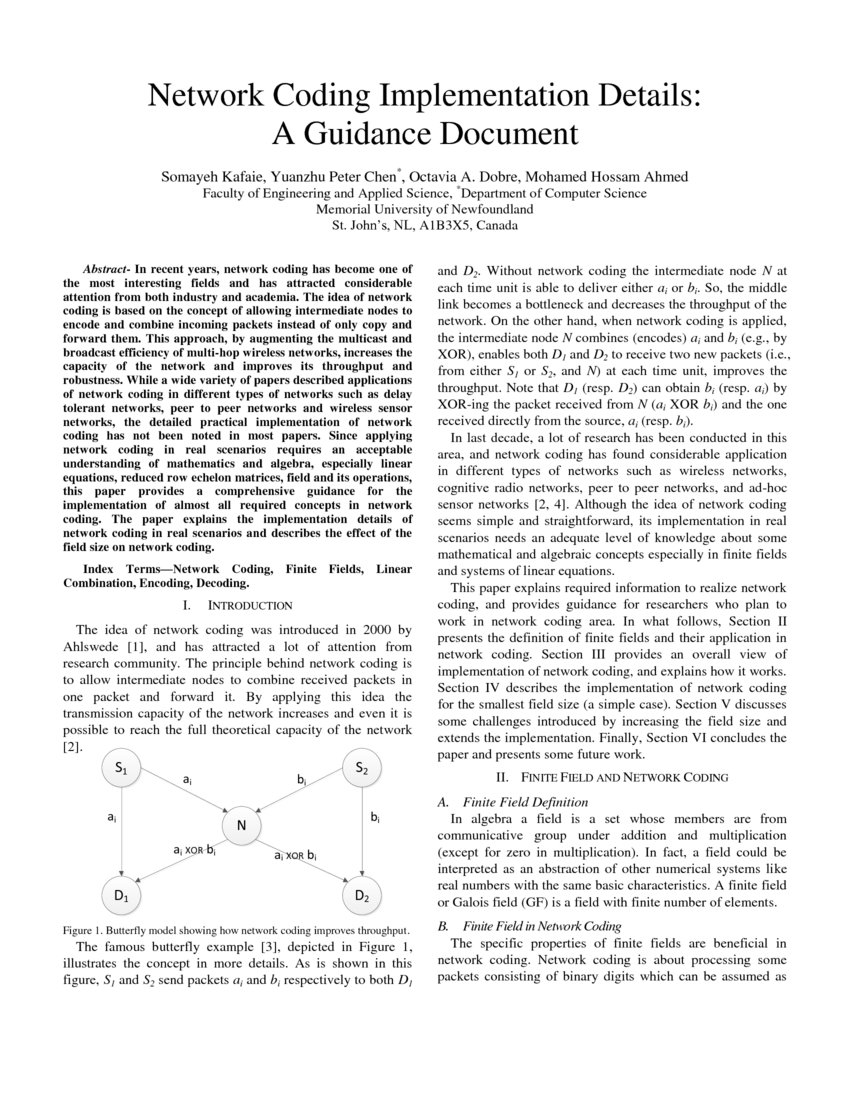 Network Coding Implementation Details: A Guidance Document | DeepAI