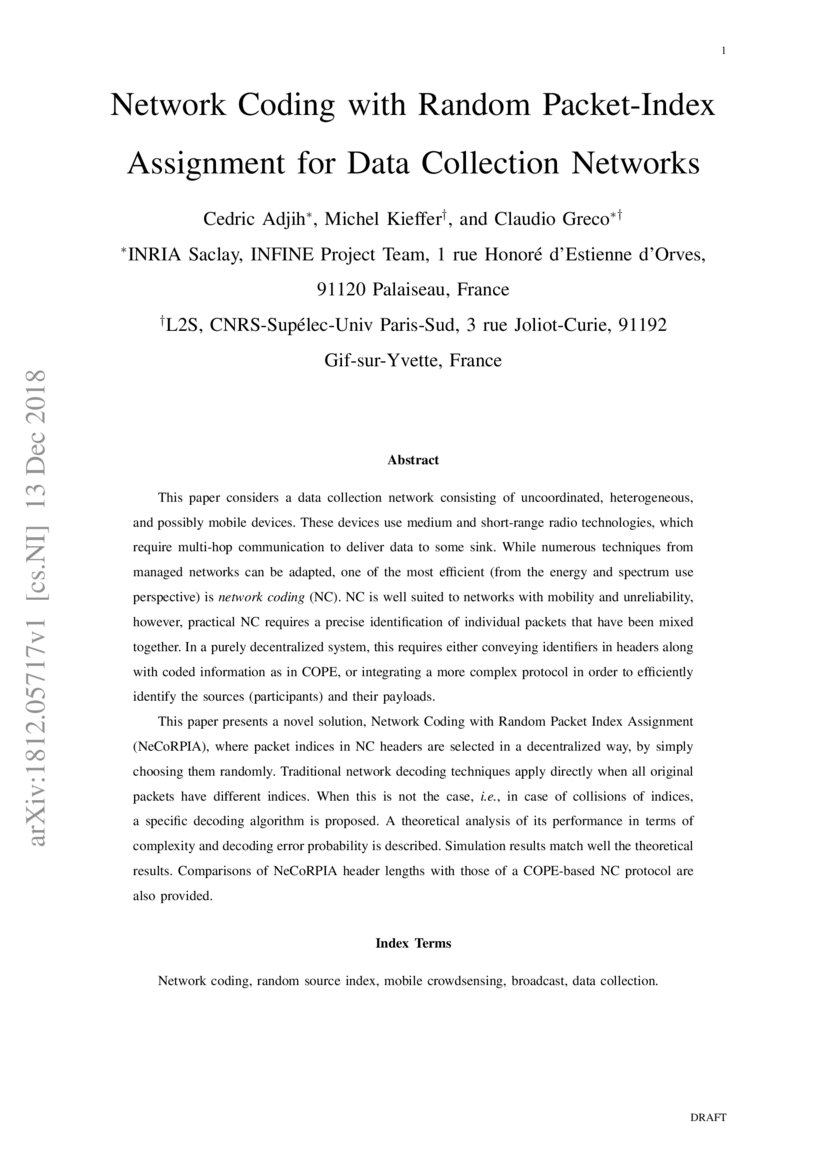 Network Coding With Random Packet Index Assignment For Data Collection 1860
