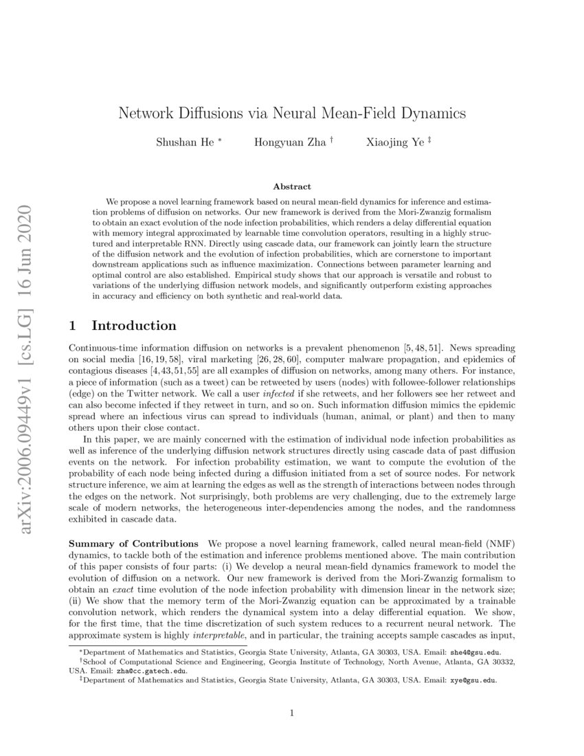 Network Diffusions via Neural Mean-Field Dynamics | DeepAI