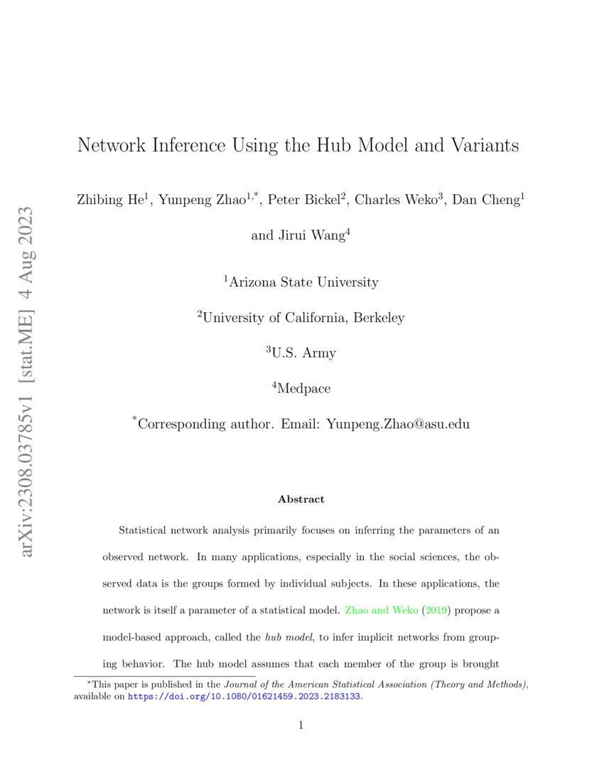 Network Inference Using The Hub Model And Variants Deepai