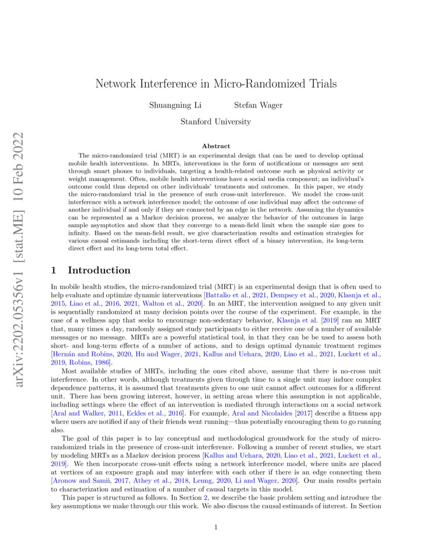 Network Interference in Micro-Randomized Trials | DeepAI