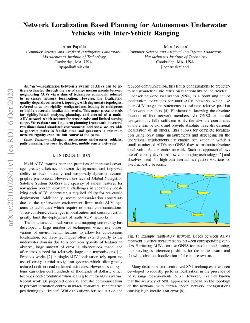 Network Localization Based Planning for Autonomous Underwater Vehicles ...
