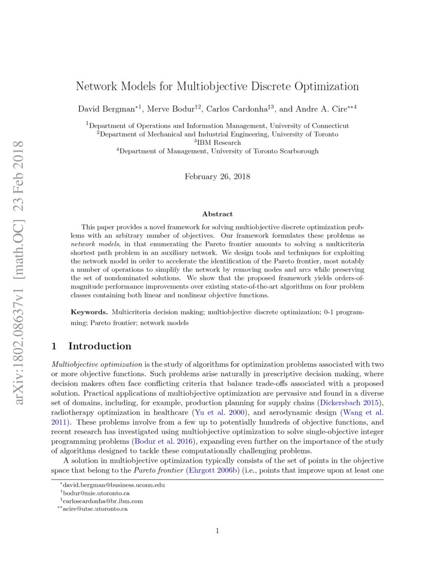 Network Models For Multiobjective Discrete Optimization Deepai