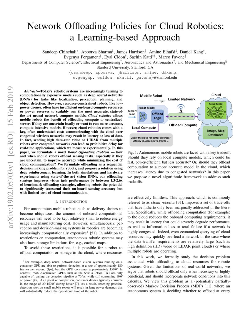 Network Offloading Policies for Cloud Robotics: a Learning-based Approach | DeepAI