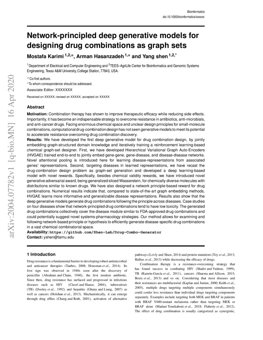 Network-principled deep generative models for designing drug combinations as graph sets | DeepAI
