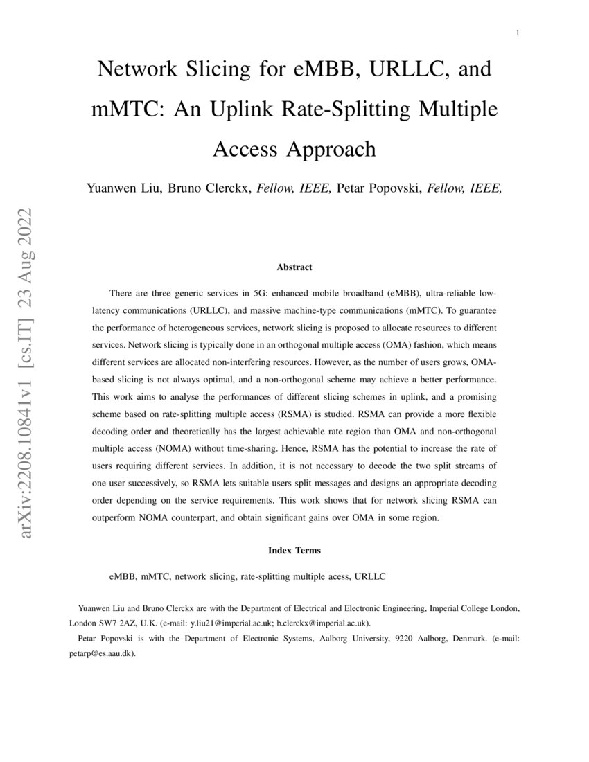 Network Slicing For Embb Urllc And Mmtc An Uplink Rate Splitting Multiple Access Approach