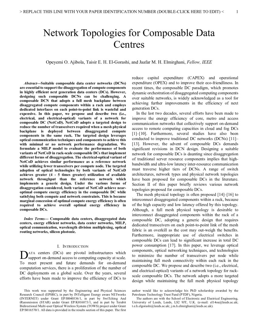 Network Topologies for Composable Data Centres | DeepAI