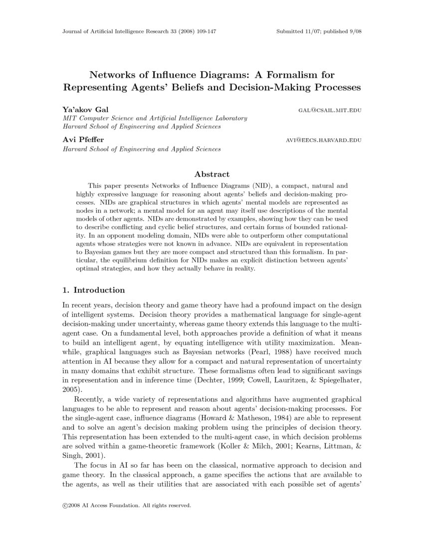 Networks of Influence Diagrams: A Formalism for Representing Agents ...