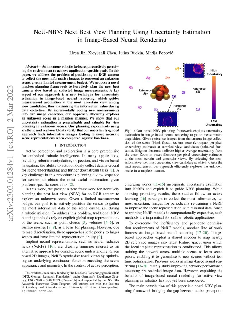NeU-NBV: Next Best View Planning Using Uncertainty Estimation in Image-Based Neural Rendering ...