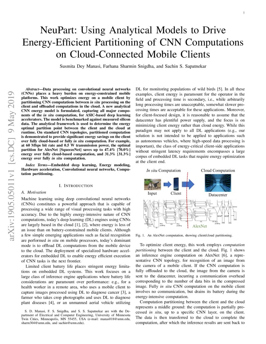 Neupart Using Analytical Models To Drive Energy Efficient Partitioning 