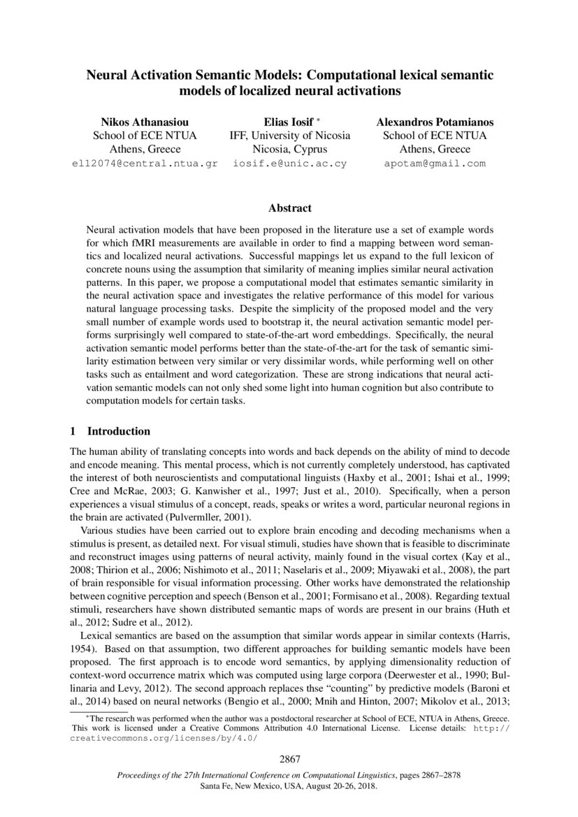 Neural Activation Semantic Models Computational Lexical Semantic Models Of Localized Neural