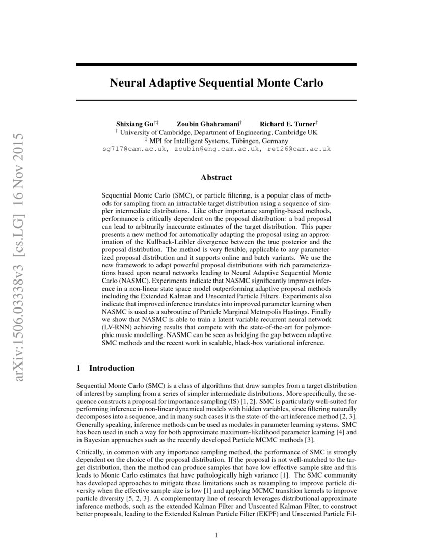 Neural Adaptive Sequential Monte Carlo Deepai