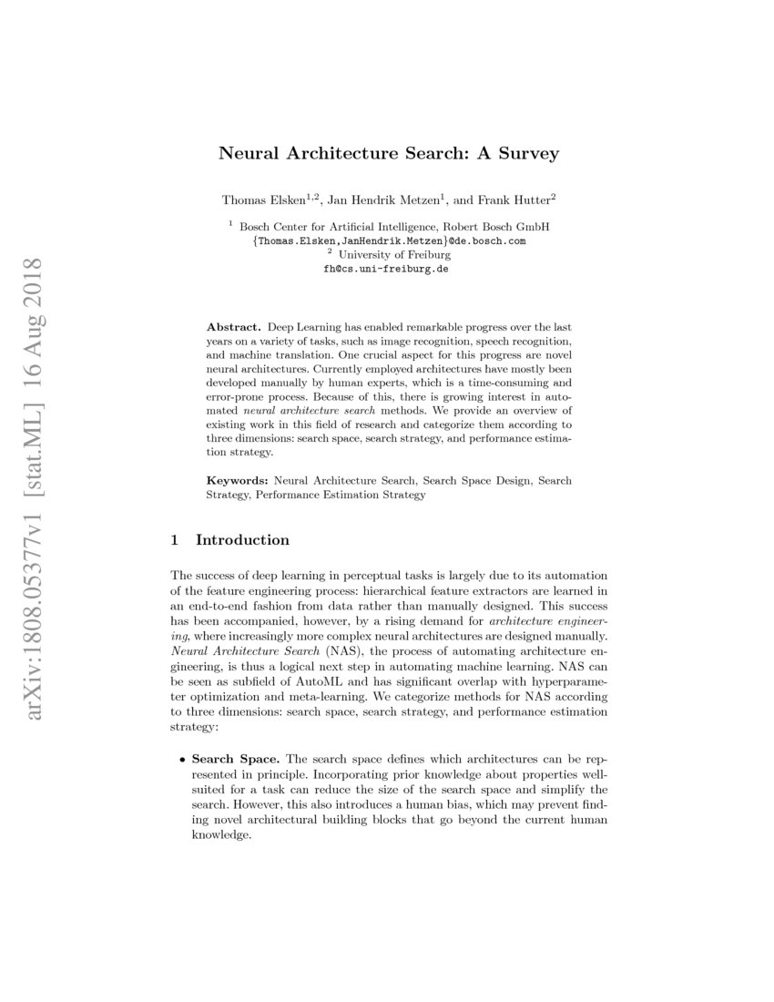Neural Architecture Search: A Survey | DeepAI