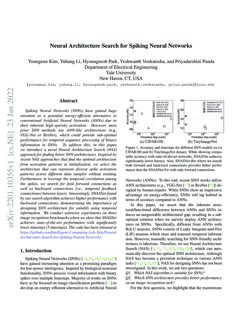 Neural Architecture Search for Spiking Neural Networks | DeepAI