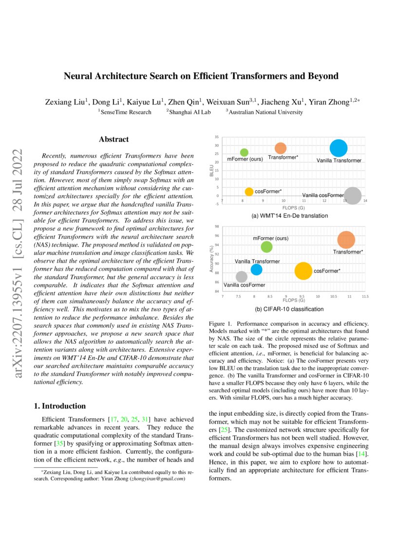 Neural Architecture Search On Efficient Transformers And Beyond Deepai