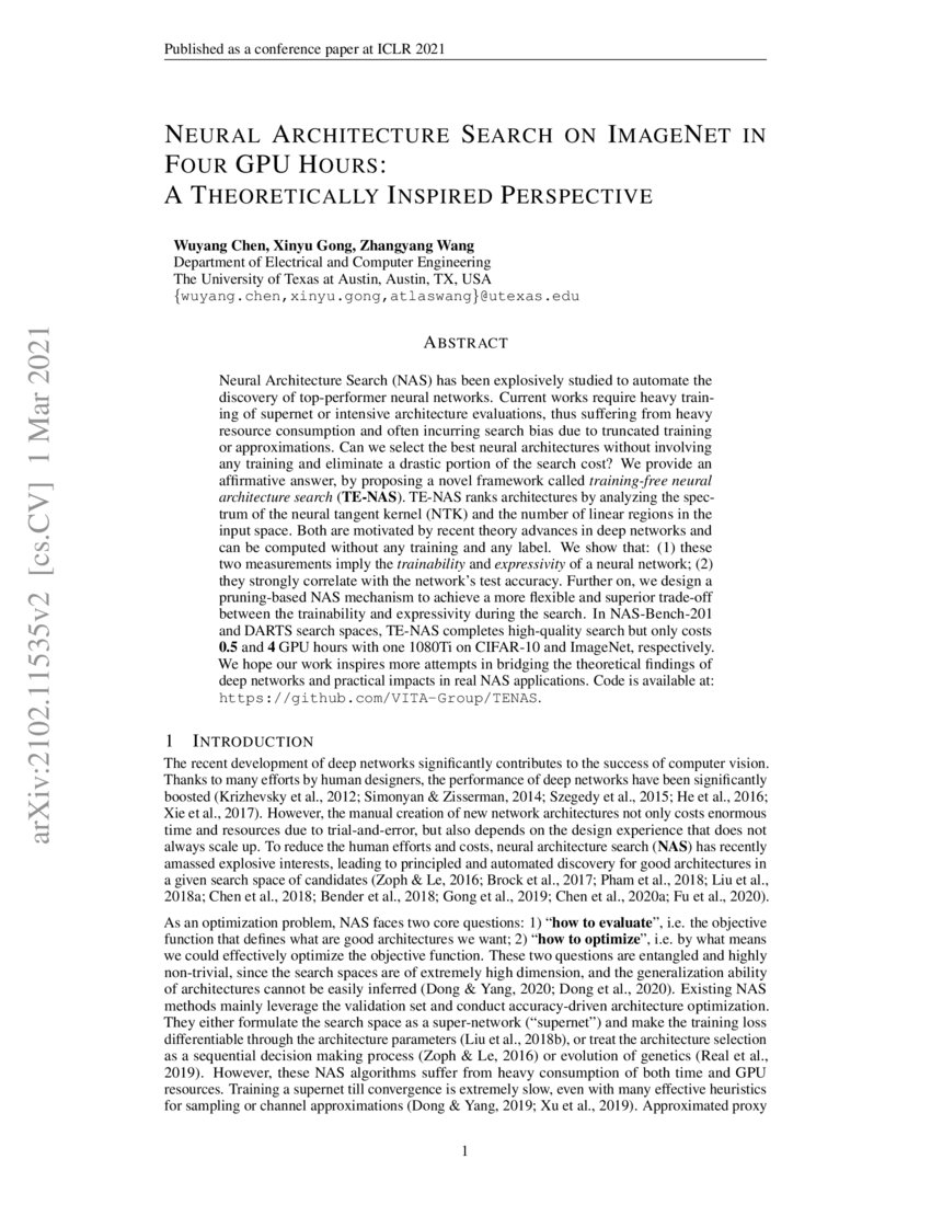 Neural Architecture Search on ImageNet in Four GPU Hours: A ... Neural Architecture Search on ImageNet in Four GPU Hours: A ...