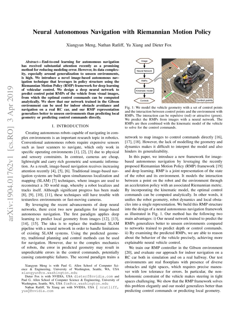 Neural Autonomous Navigation With Riemannian Motion Policy Deepai