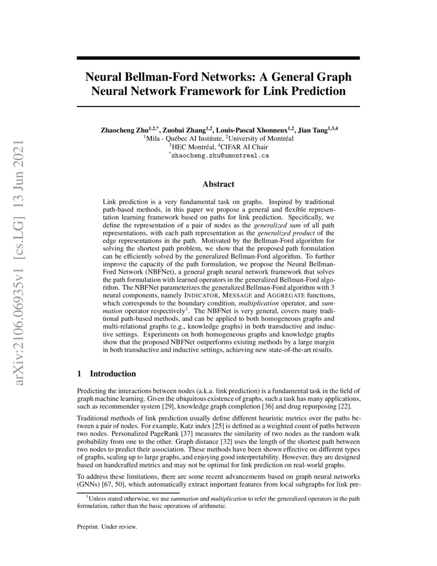 Neural Bellman-Ford Networks: A General Graph Neural Network Framework ... Neural Bellman-Ford Networks: A General Graph Neural Network Framework ...