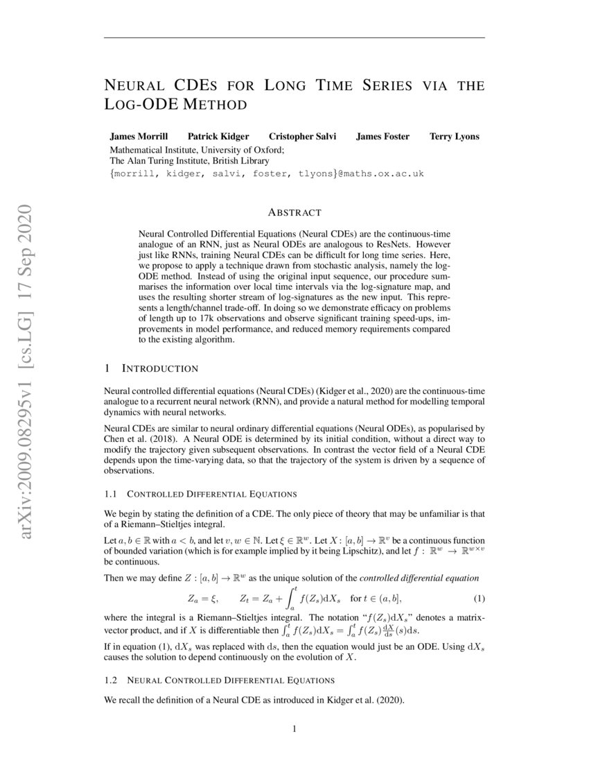 Neural CDEs for Long Time Series via the Log-ODE Method | DeepAI