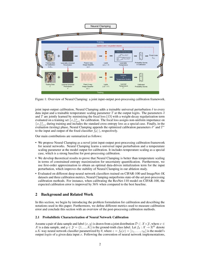 Neural Clamping: Joint Input Perturbation and Temperature Scaling for Neural Network Calibration ...