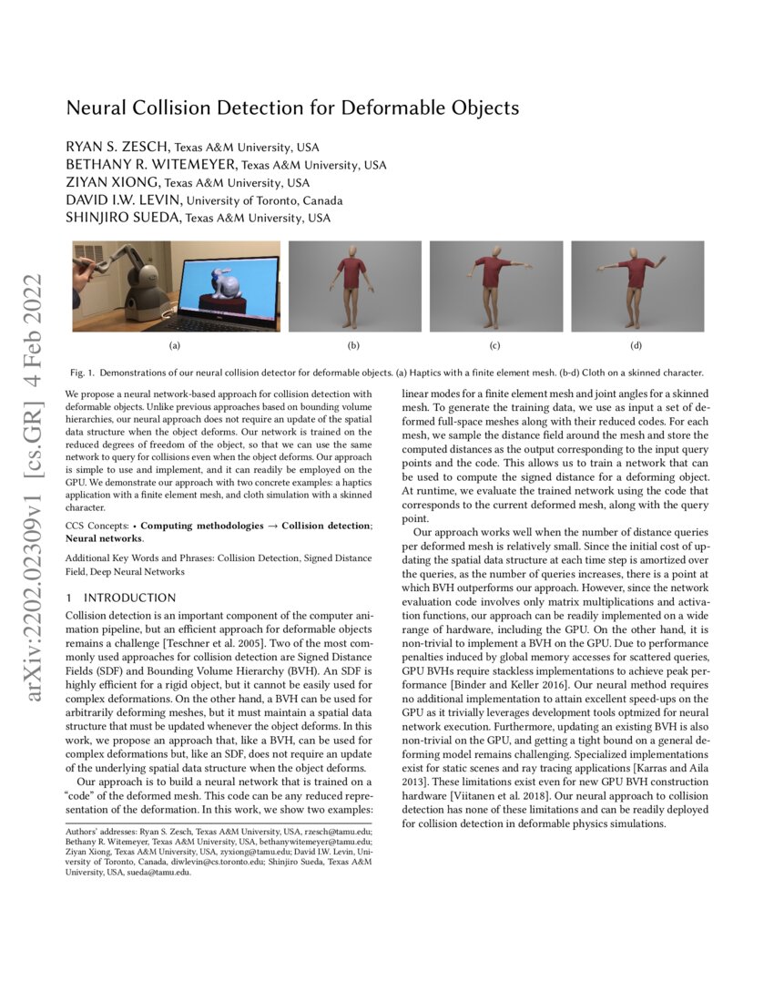 Neural Collision Detection For Deformable Objects Deepai