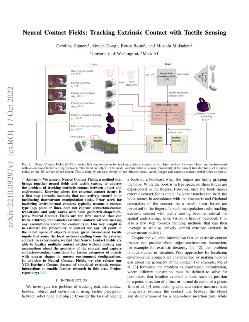 Neural Contact Fields Tracking Extrinsic Contact With Tactile Sensing