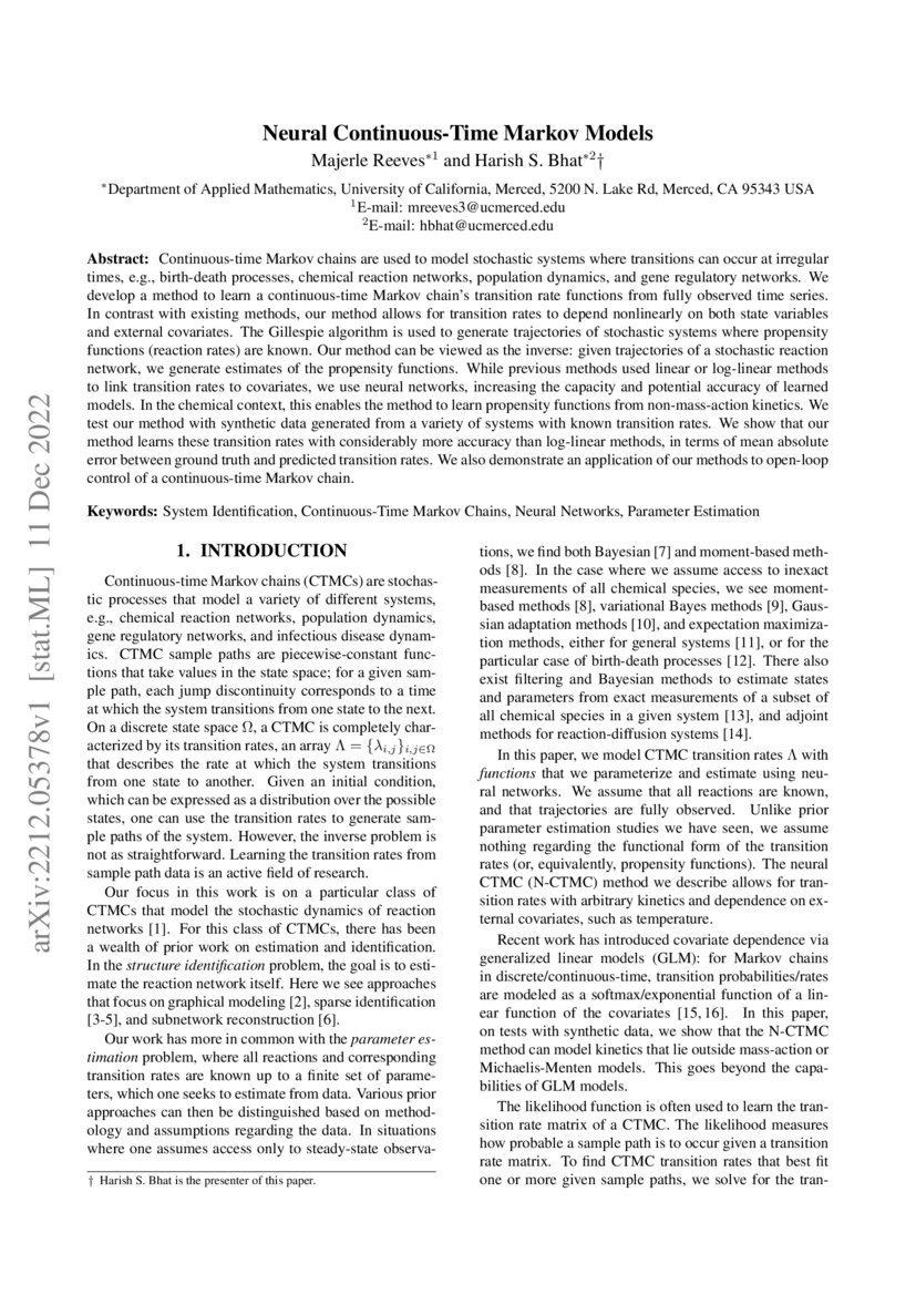 Neural Continuous Time Markov Models Deepai 7479