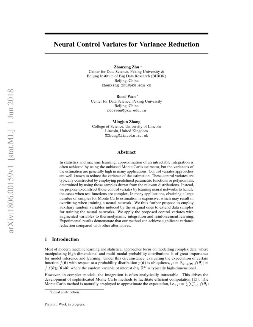 Neural Control Variates for Variance Reduction | DeepAI