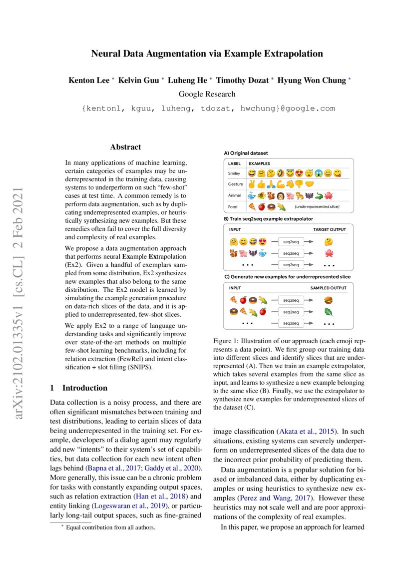 Neural Data Augmentation via Example Extrapolation | DeepAI