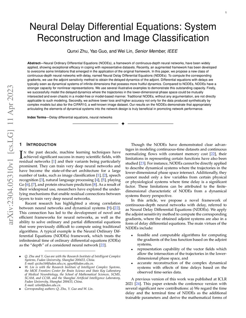 Neural Delay Differential Equations System Reconstruction And Image Classification Deepai