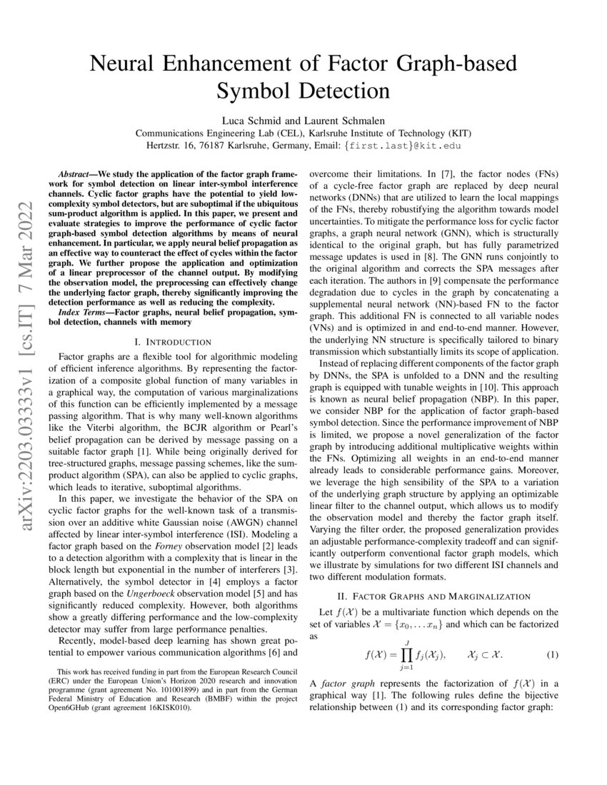 Neural Enhancement of Factor Graph-based Symbol Detection | DeepAI