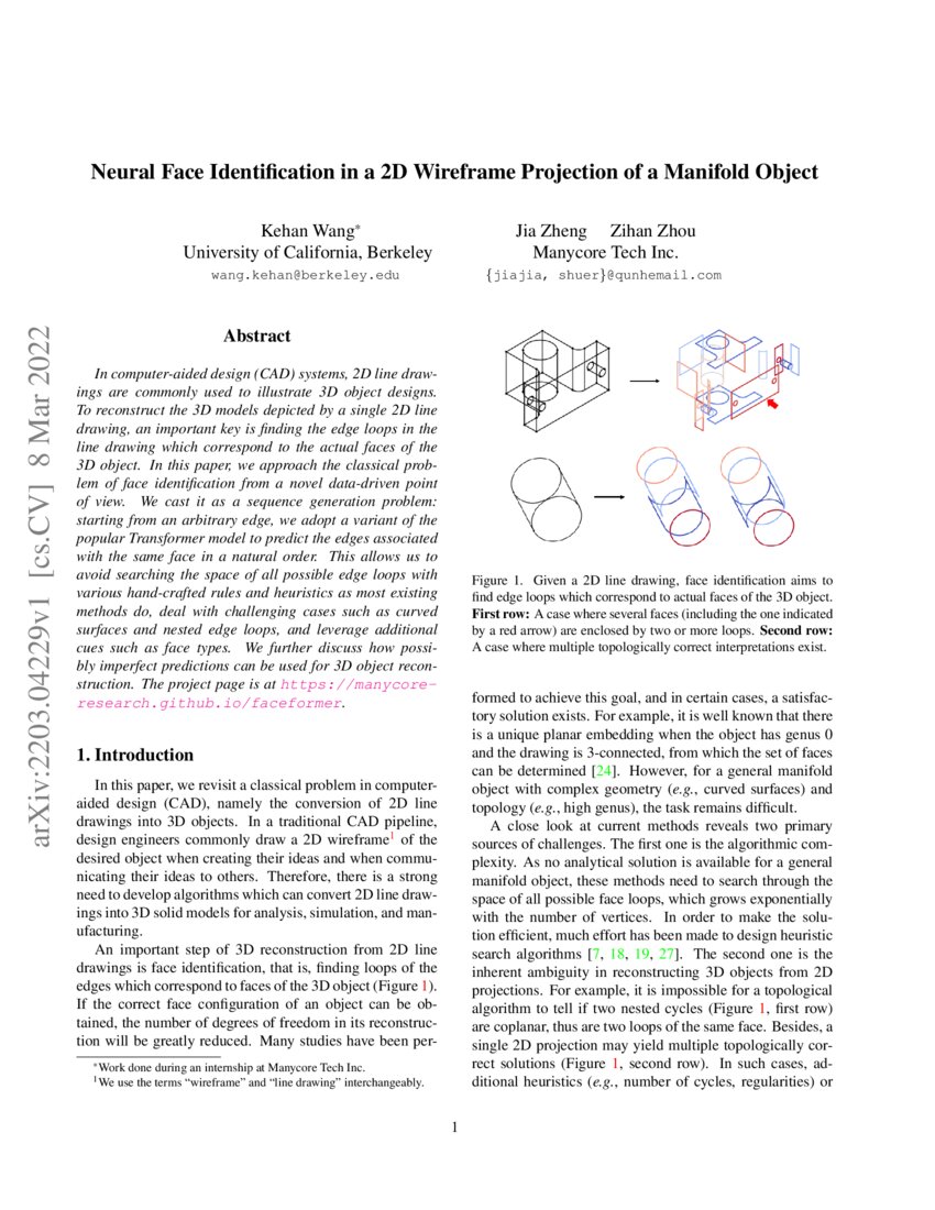 Neural Face Identification in a 2D Wireframe Projection of a Manifold ...