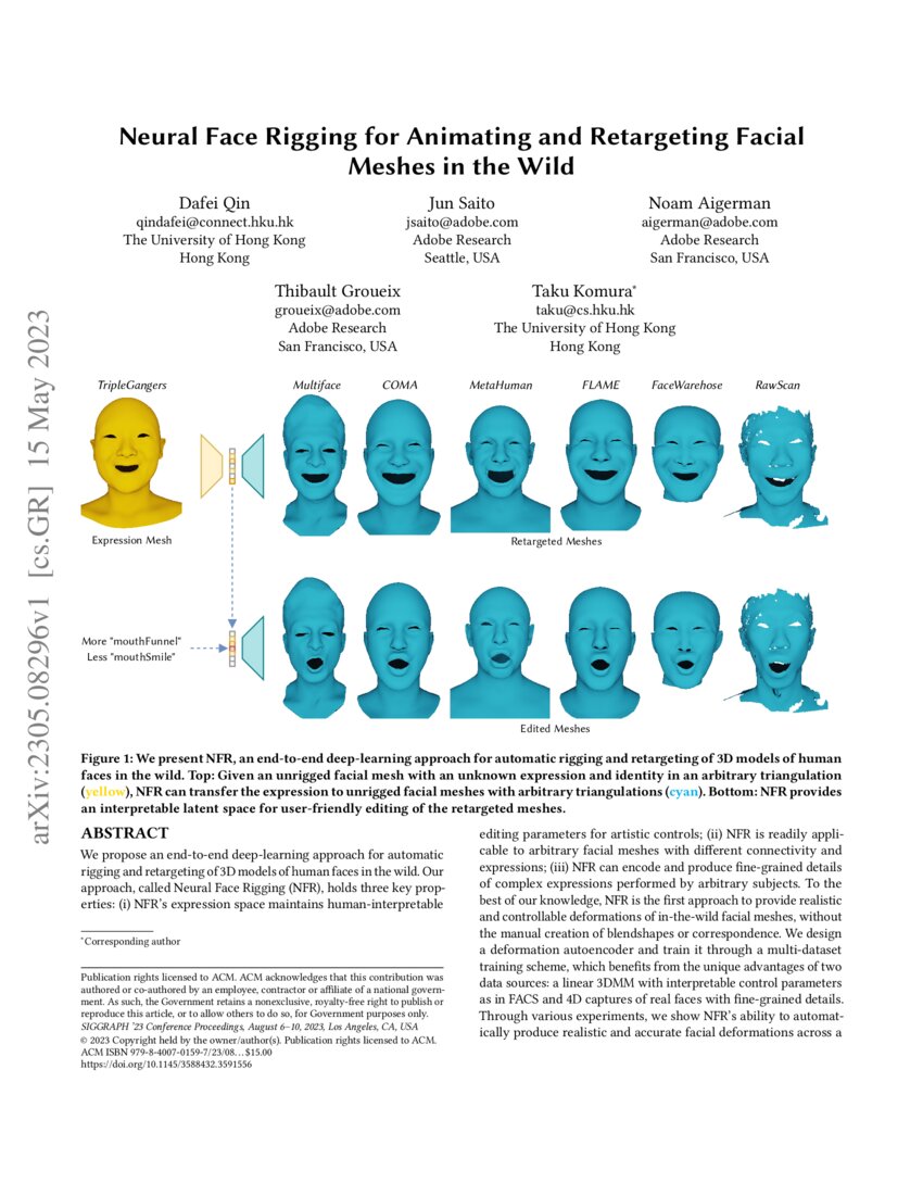 Neural Face Rigging For Animating And Retargeting Facial Meshes In The Wild Deepai