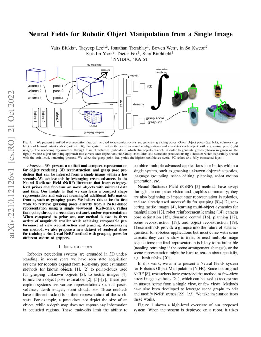 Neural Fields for Robotic Object Manipulation from a Single Image | DeepAI