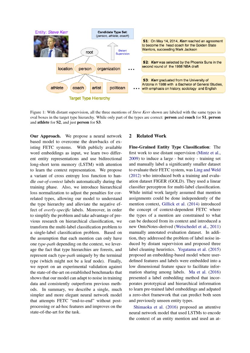 Neural Fine Grained Entity Type Classification With Hierarchy Aware Loss Deepai 