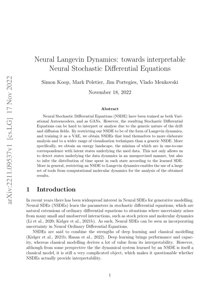 Neural Langevin Dynamics Towards Interpretable Neural Stochastic