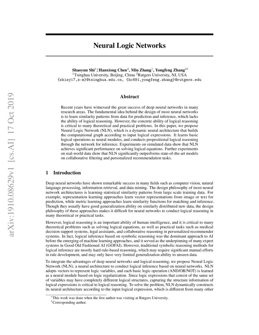 Neural Logic Networks | DeepAI Neural Logic Networks | DeepAI