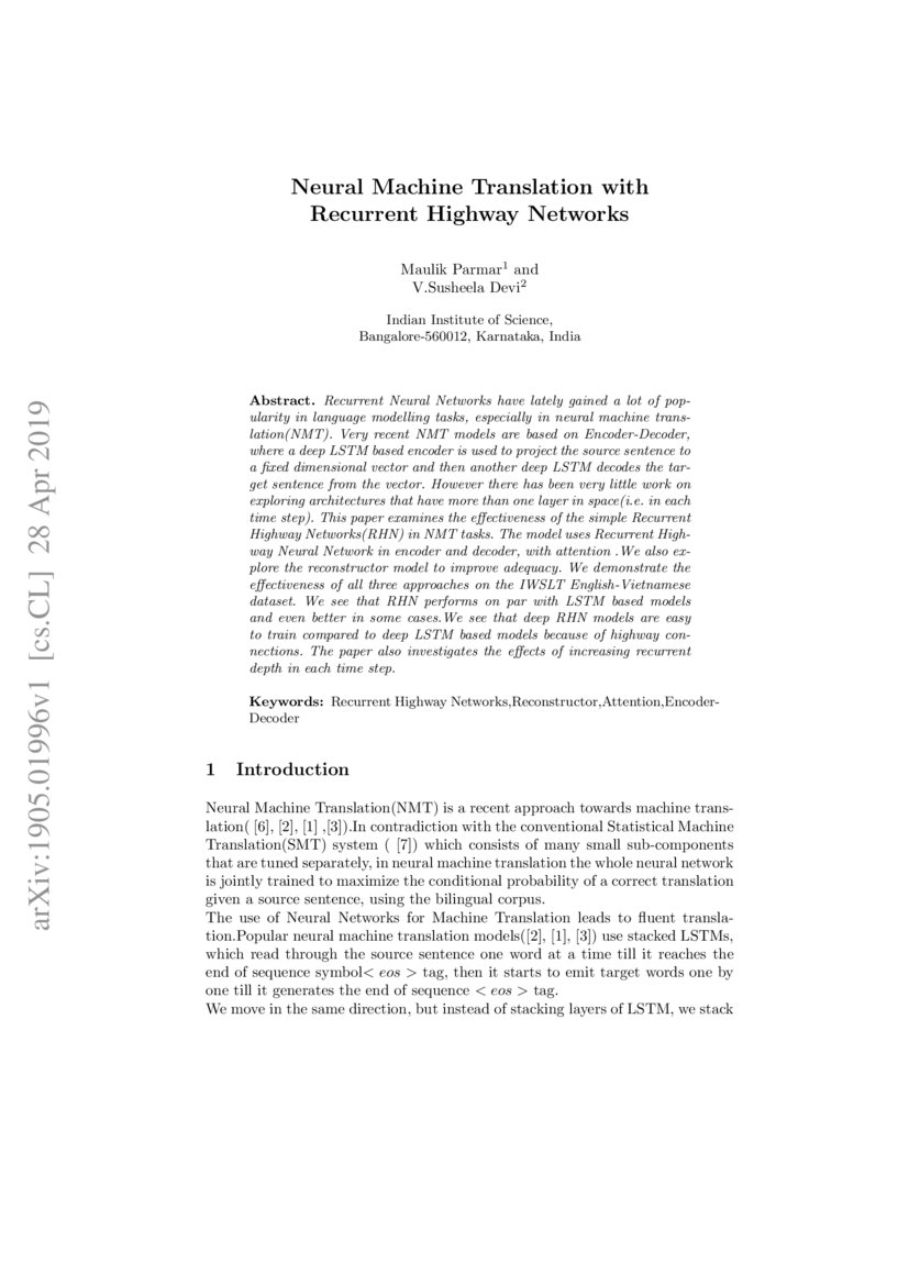 Neural Machine Translation with Recurrent Highway Networks | DeepAI