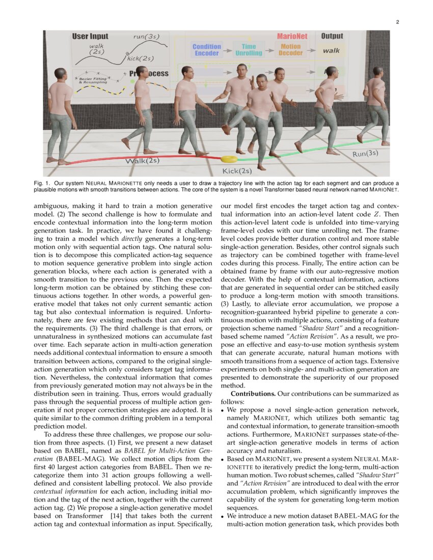 Neural Marionette A Transformer Based Multi Action Human Motion