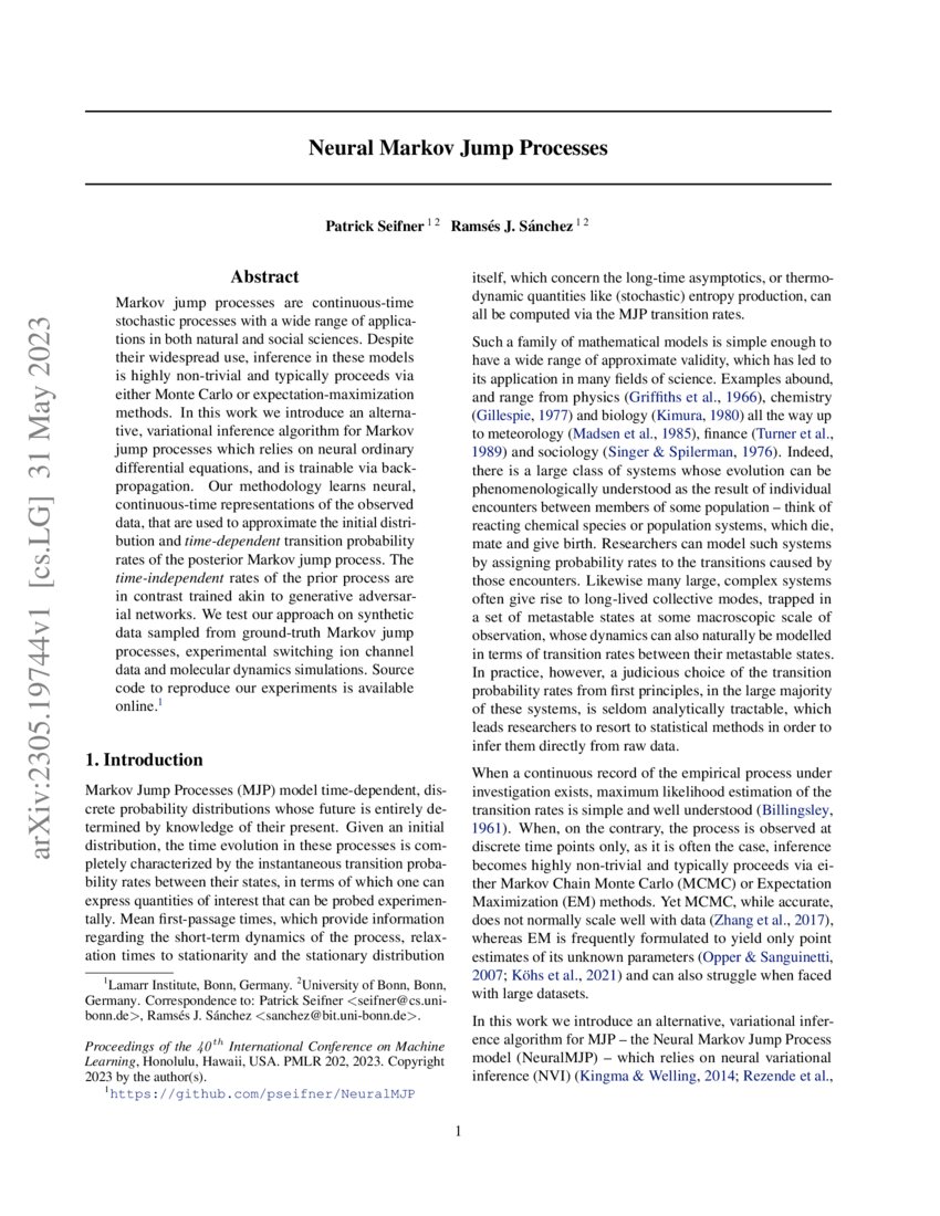 Neural Markov Jump Processes | DeepAI