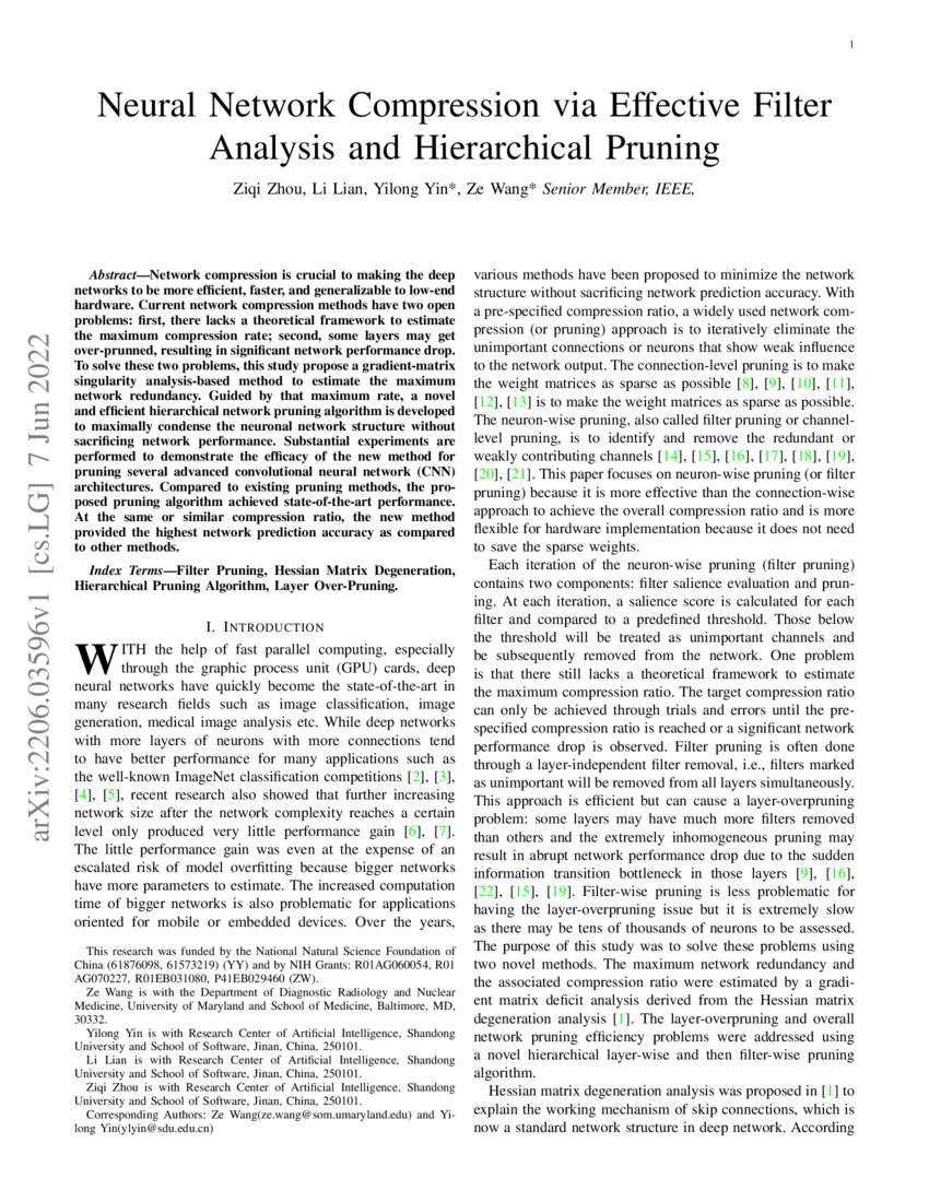 Neural Network Compression via Effective Filter Analysis and Hierarchical Pruning | DeepAI